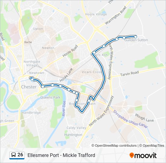 26 Route: Schedules, Stops & Maps - Chester Bus Interchange (Updated)