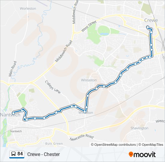 84 Route: Schedules, Stops & Maps - Nantwich (Updated)