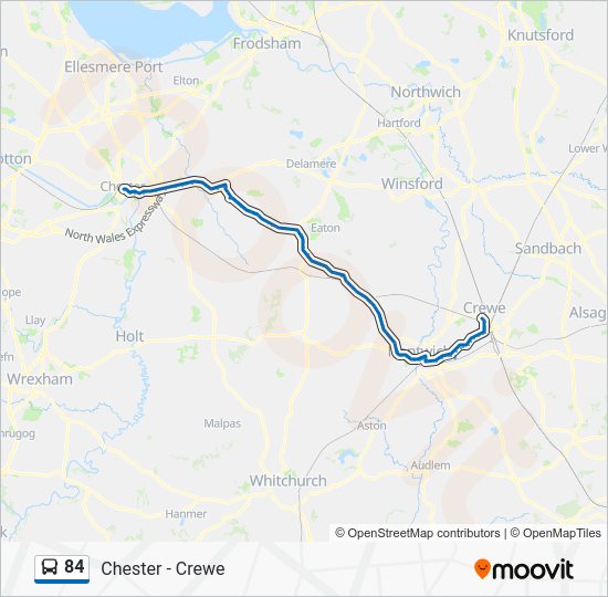 84 Route: Schedules, Stops & Maps - Chester Bus Interchange (Updated)