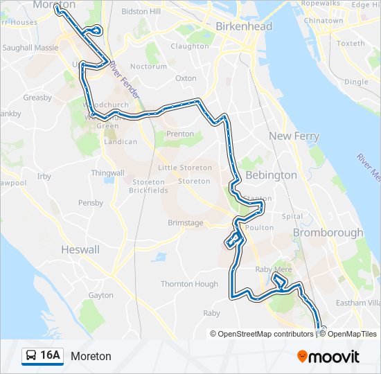 16a Route: Schedules, Stops & Maps - Moreton (Updated)