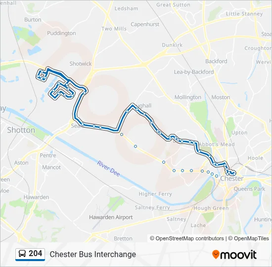 204 Route: Schedules, Stops & Maps - Chester Bus Interchange (Updated)