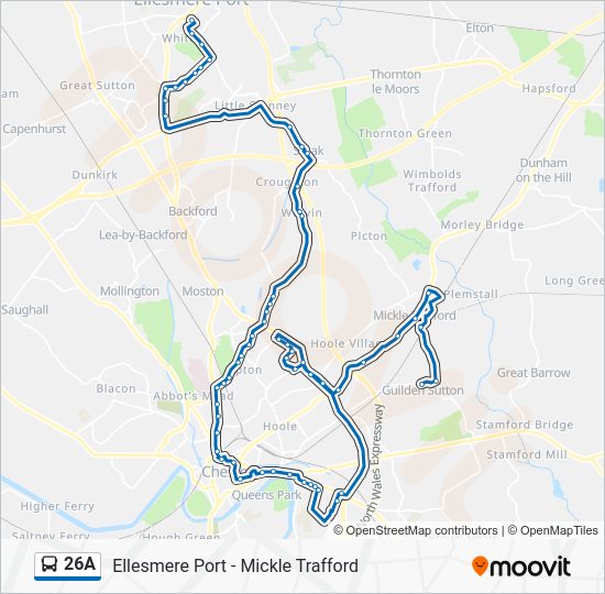 26A Route: Schedules, Stops & Maps - Guilden Sutton, Oaklands (Updated)