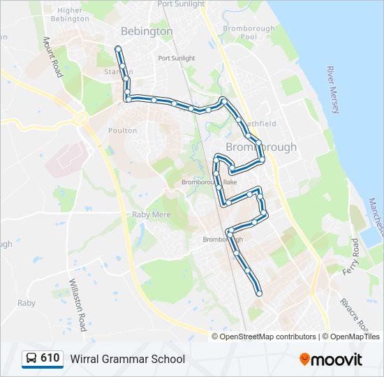 610 Route: Schedules, Stops & Maps - Wirral Grammar School (Updated)