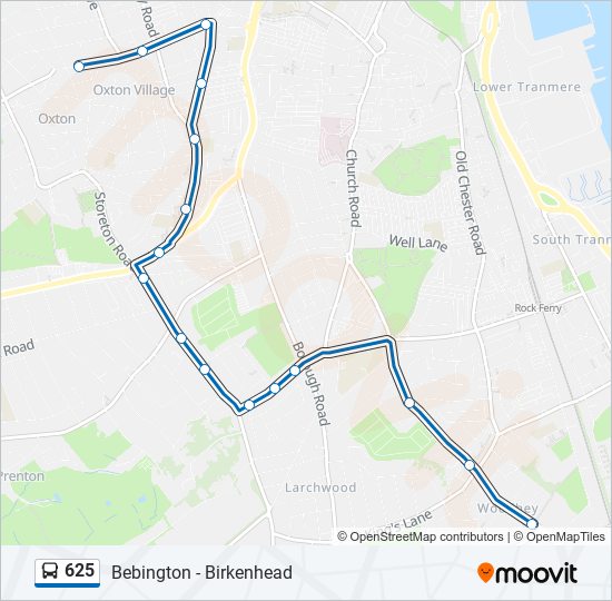 625 Route: Schedules, Stops & Maps - Oxton (Updated)