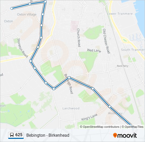 625 Route: Schedules, Stops & Maps - Higher Bebington (Updated)