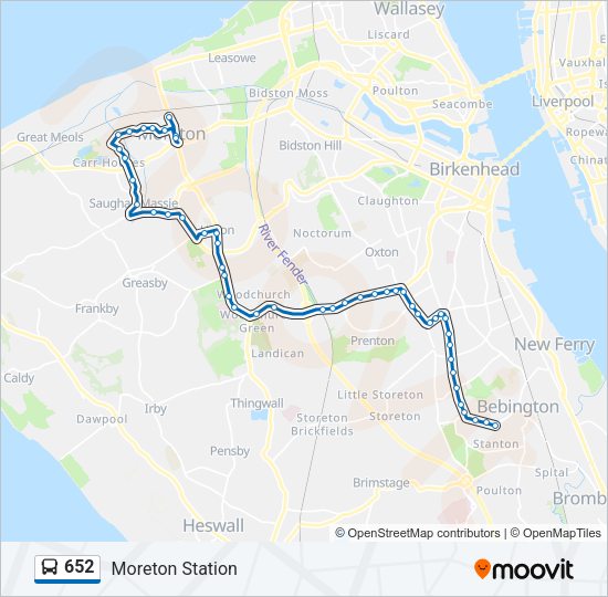 652 Route: Schedules, Stops & Maps - Moreton Station (Updated)