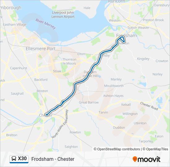 x30 Route: Schedules, Stops & Maps - Chester Bus Interchange (Updated)