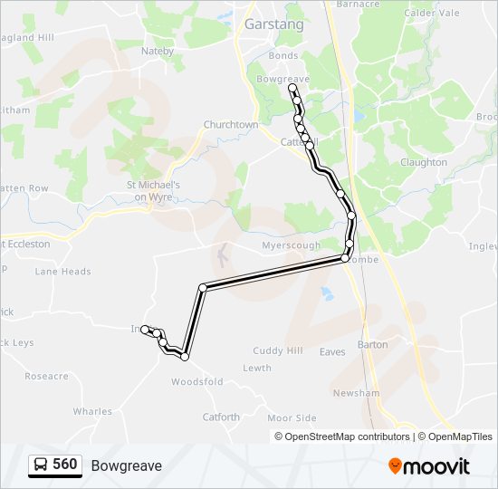560 Route: Schedules, Stops & Maps - Bowgreave (Updated)