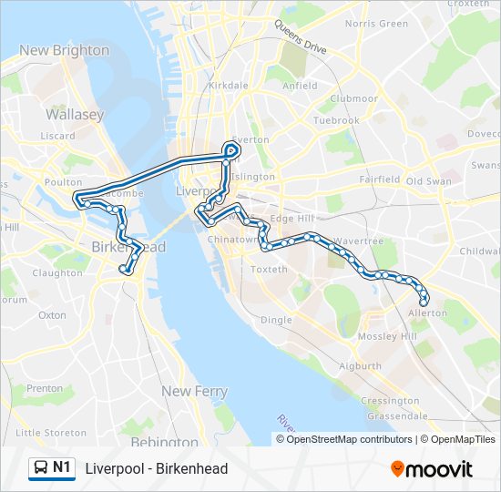 N1 Route: Schedules, Stops & Maps - Birkenhead Bus Station (Updated)