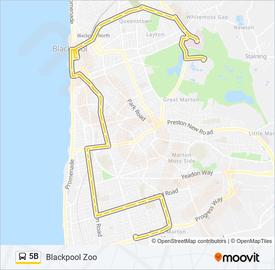 5b Route: Schedules, Stops & Maps - Blackpool Zoo (Updated)