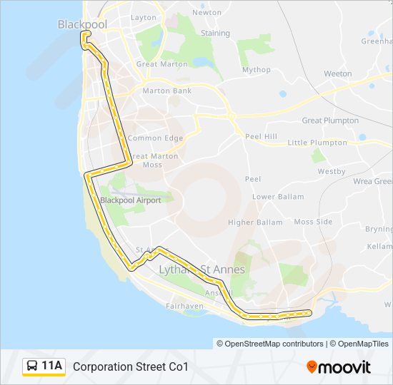 11a Route: Schedules, Stops & Maps - Corporation Street Co1 (Updated)