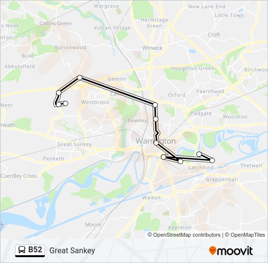 b52 Route: Schedules, Stops & Maps - Great Sankey (Updated)