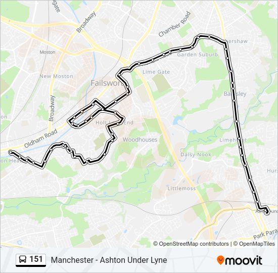 151 Route: Schedules, Stops & Maps - Newton Heath (Updated)