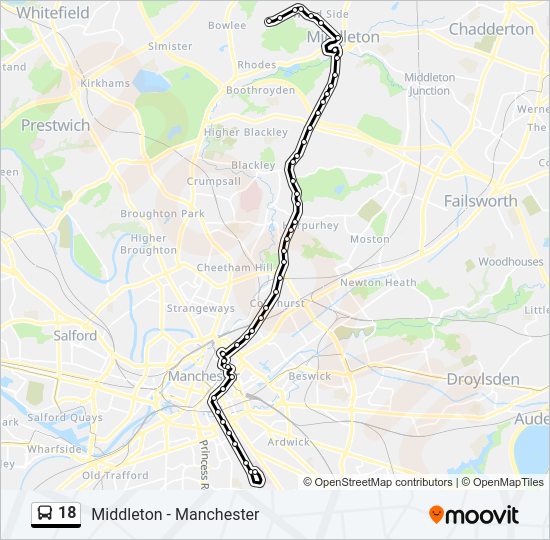 18 Route: Schedules, Stops & Maps - Manchester Royal Infirmary (Updated)