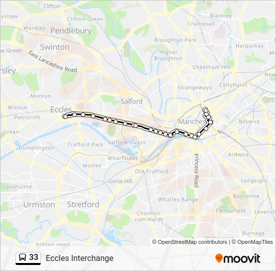 33 Route: Schedules, Stops & Maps - Eccles Interchange (Updated)