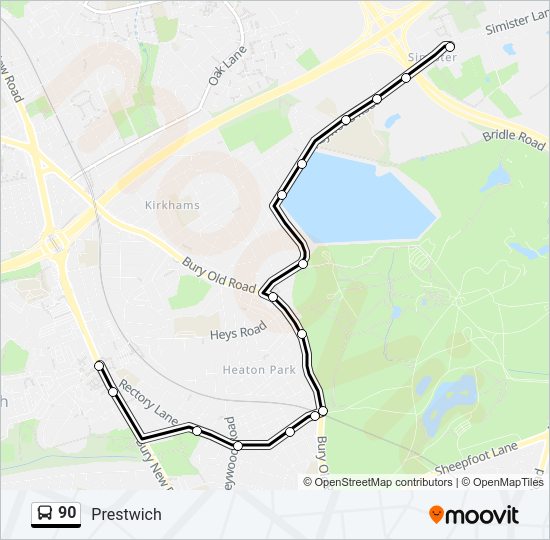 90 Route: Schedules, Stops & Maps - Prestwich (Updated)