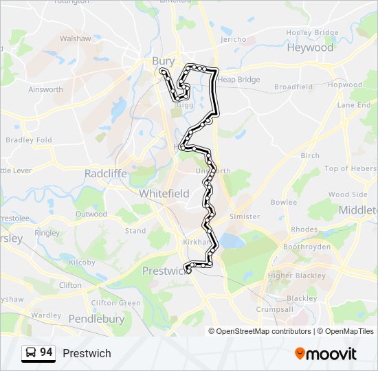 94 Route: Schedules, Stops & Maps - Prestwich (Updated)
