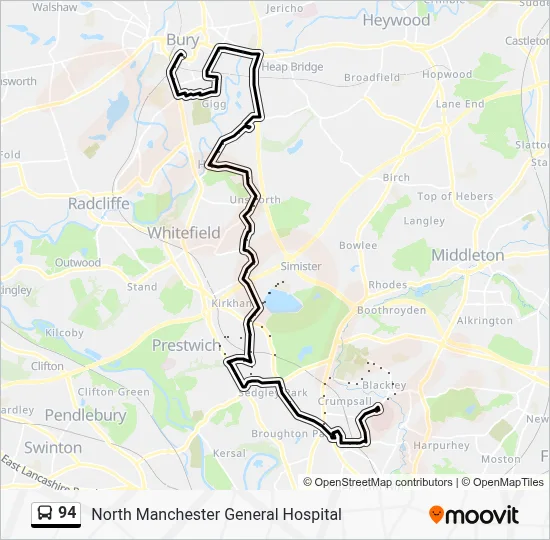 94 Route: Schedules, Stops & Maps - North Manchester General Hospital ...