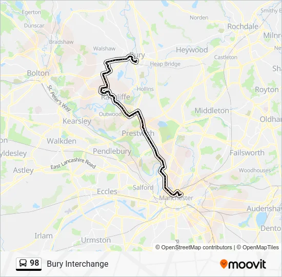 98 Route: Schedules, Stops & Maps - Bury Interchange (Updated)