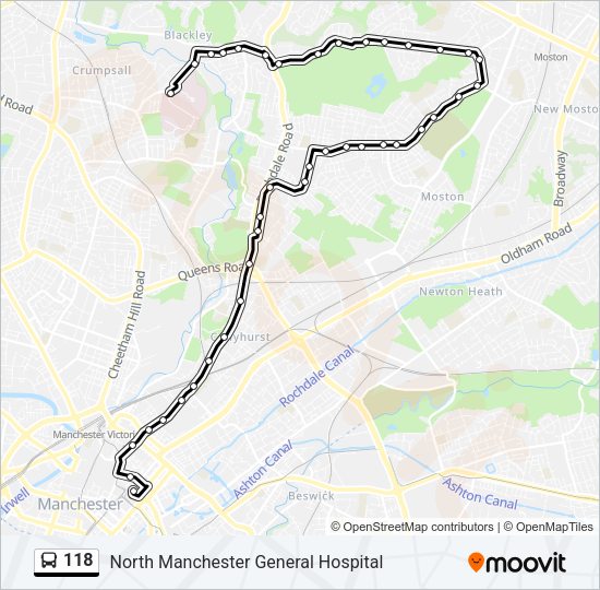 118 Route: Schedules, Stops & Maps - North Manchester General Hospital ...