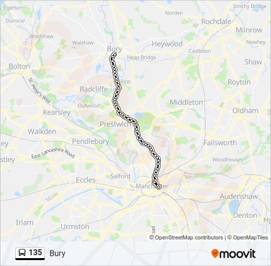 135 Route: Schedules, Stops & Maps - Bury (Updated)