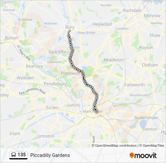135 Route: Schedules, Stops & Maps - Piccadilly Gardens (Updated)