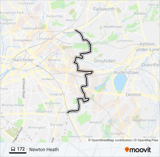 172 Route: Schedules, Stops & Maps - Newton Heath (Updated)
