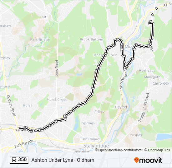 350 Route: Schedules, Stops & Maps - Ashton-Under-Lyne (Updated)