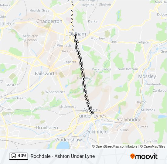 409 Route: Schedules, Stops & Maps - Ashton-Under-Lyne (Updated)