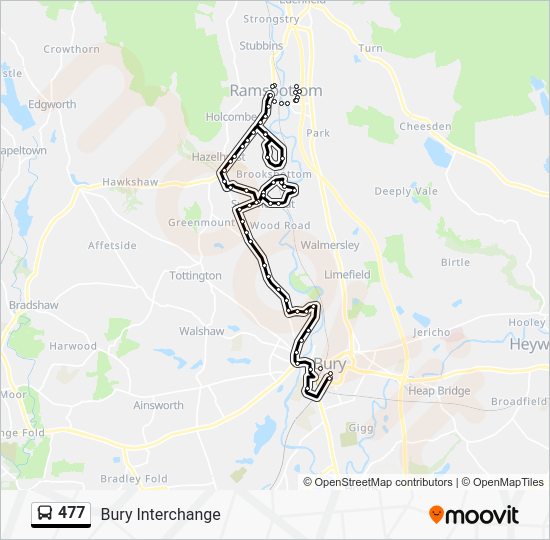 477 Route: Schedules, Stops & Maps - Bury Interchange (Updated)