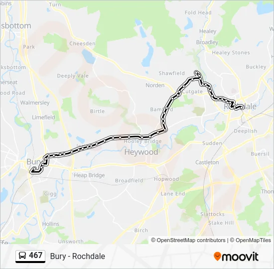 467 Route: Schedules, Stops & Maps - Bury Interchange (Updated)
