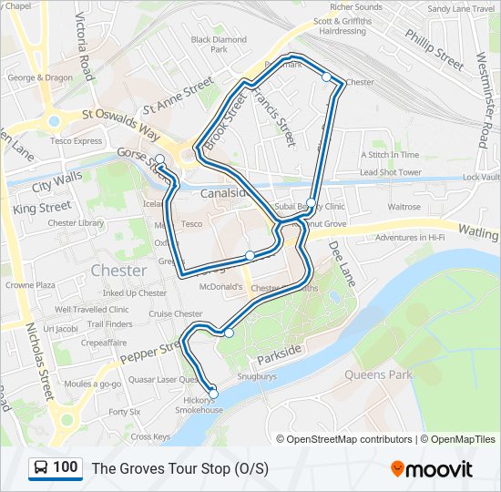 100 Route: Schedules, Stops & Maps - The Groves Tour Stop (O/S) (Updated)
