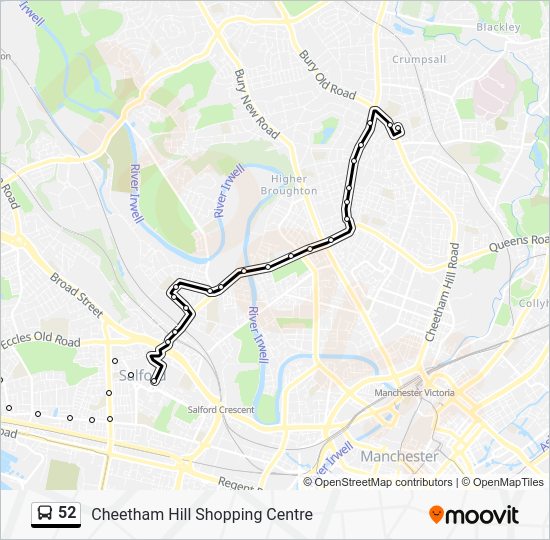 52 Route: Schedules, Stops & Maps - Cheetham Hill Shopping Centre (Updated)