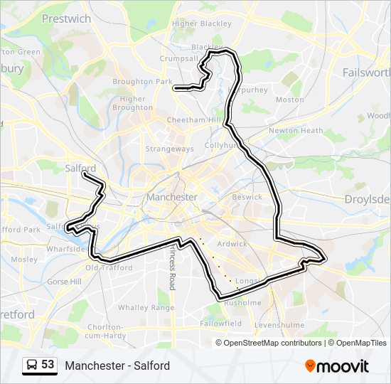 53 Route: Schedules, Stops & Maps - Cheetham Hill (Updated)