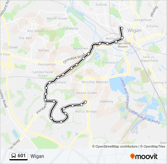 601 Route: Schedules, Stops & Maps - Wigan (Updated)