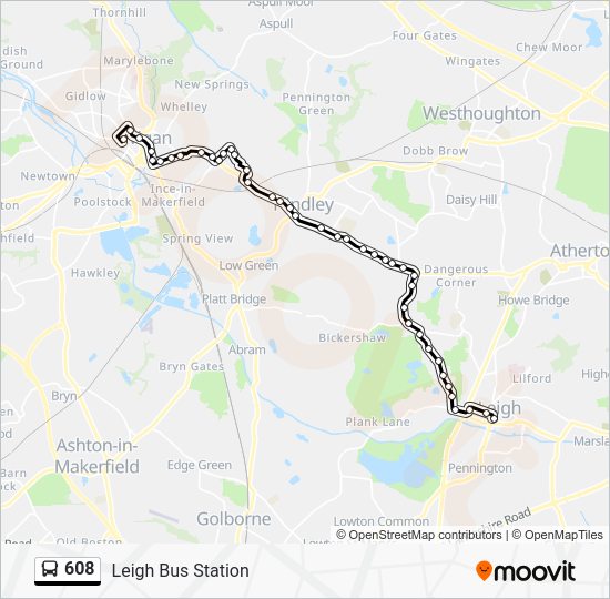 608 Route: Schedules, Stops & Maps - Leigh Bus Station (Updated)