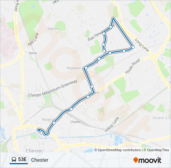 53e Route: Schedules, Stops & Maps - Chester (Updated)