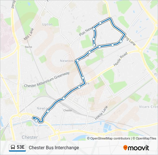 53E Route: Schedules, Stops & Maps - Chester Bus Interchange (Updated)