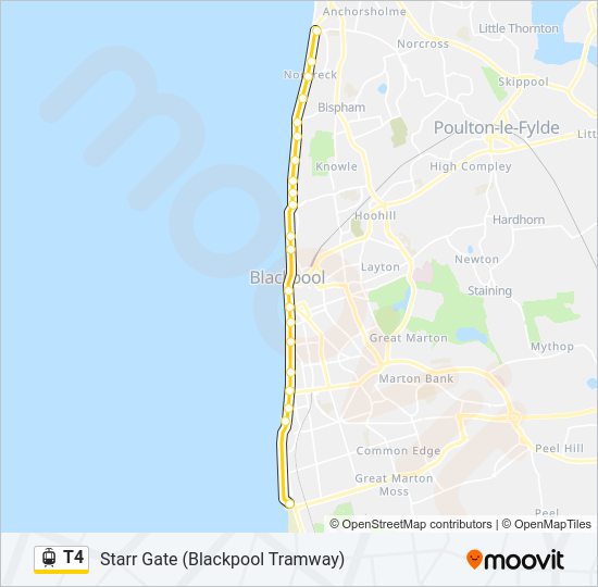 T4 Route: Schedules, Stops & Maps - Starr Gate (Blackpool Tramway ...