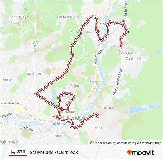 820 Route: Schedules, Stops & Maps - Huddersfield Rd/Staley Rd (Updated)
