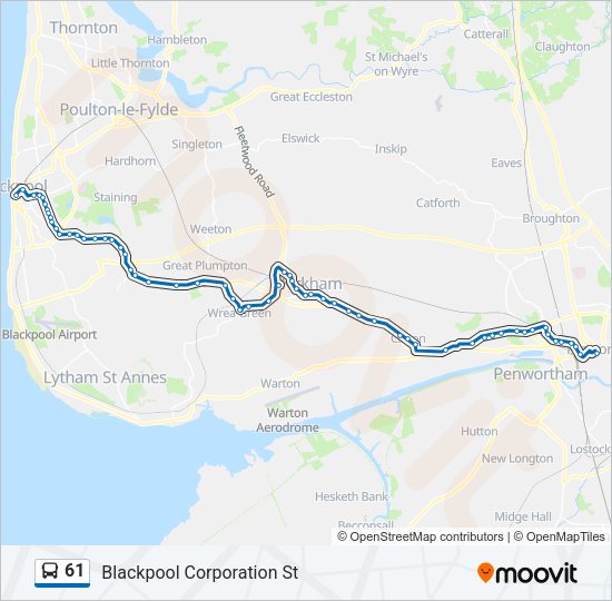 61 Route: Schedules, Stops & Maps - Blackpool Corporation St (Updated)