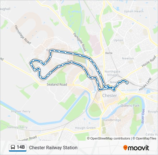 14B Route: Schedules, Stops & Maps - Chester Railway Station (Updated)