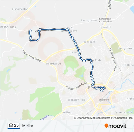 25 Route: Schedules, Stops & Maps - Mellor (Updated)