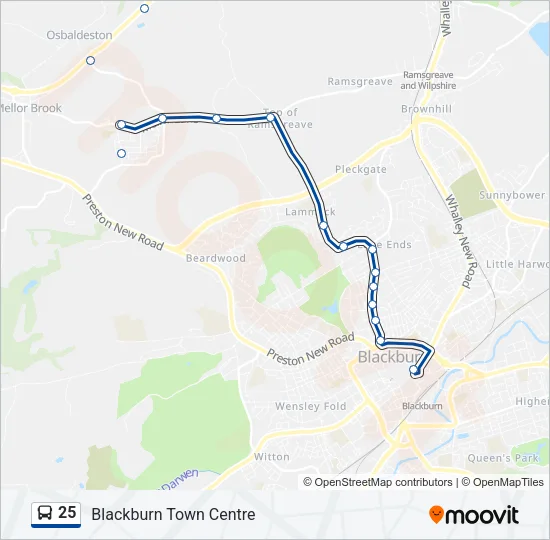25 Route: Schedules, Stops & Maps - Blackburn Town Centre (Updated)