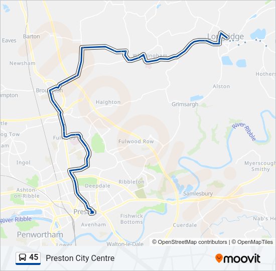 45 Route: Schedules, Stops & Maps - Preston City Centre (Updated)