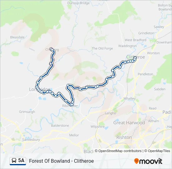 5A Route: Schedules, Stops & Maps - Clitheroe Town Centre (Updated)