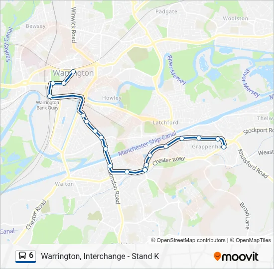 6 Route: Schedules, Stops & Maps - Warrington, Interchange - Stand K ...
