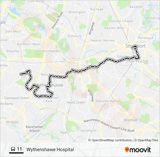 11 Route: Schedules, Stops & Maps - Wythenshawe Hospital (Updated)