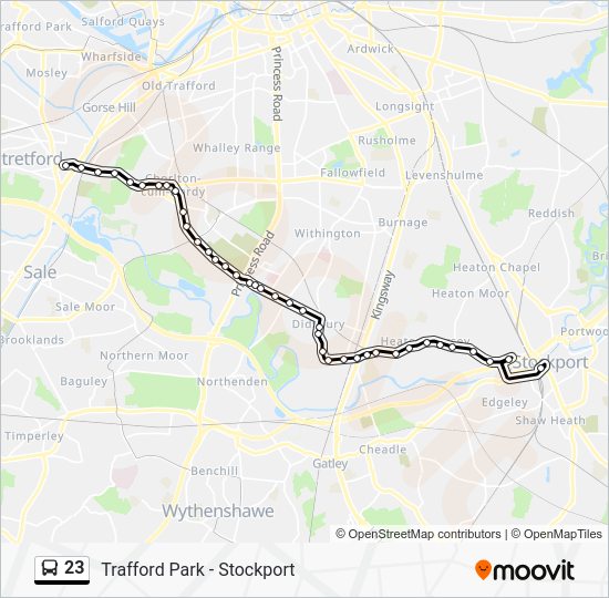 23 Route: Schedules, Stops & Maps - Stretford Arndale (Updated)