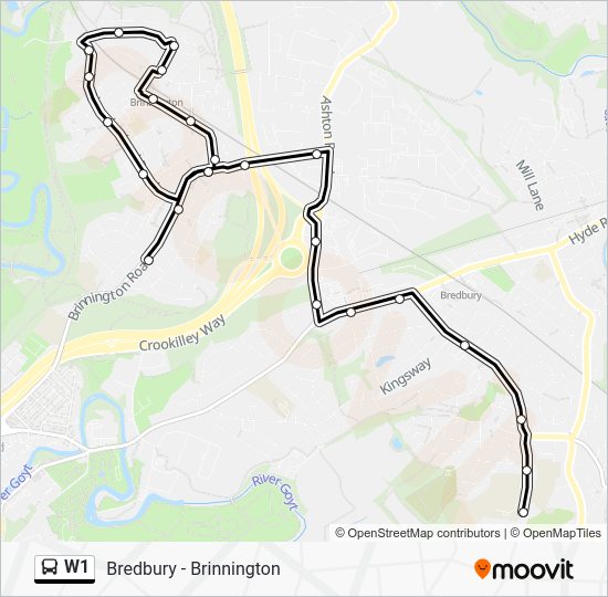 w1 Route: Schedules, Stops & Maps - Manor Road (Updated)